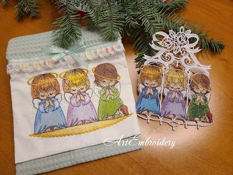 FSL Praying Angels - Machine Embroidery Design Lace Ornament, 2 Sizes ...