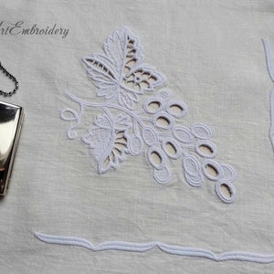 Grape Cutwork Motifs and Border - Machine Embroidery Designs Set for ...