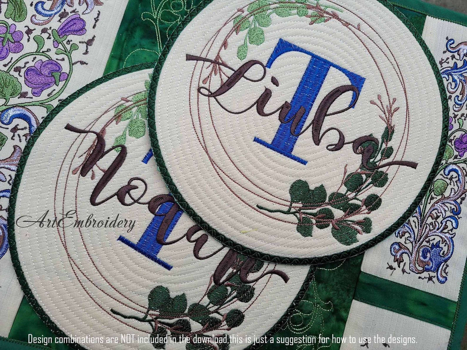 Leaves Monogram Frame Machine Embroidery Designs Set in 2 - Etsy