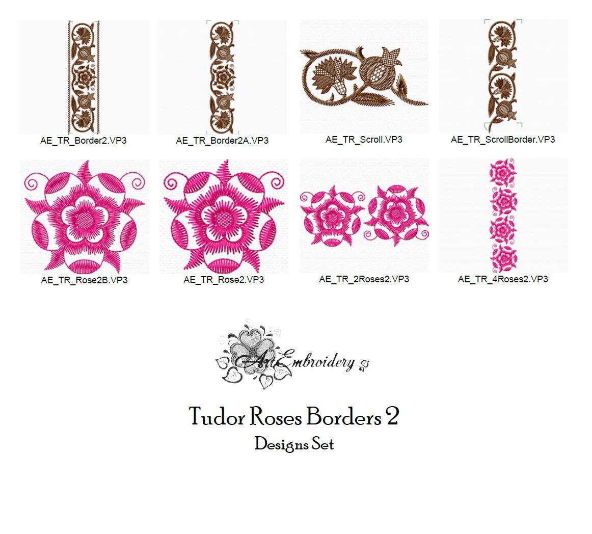 Tudor Roses Borders Set 2 - Machine Embroidery Designs - Etsy UK