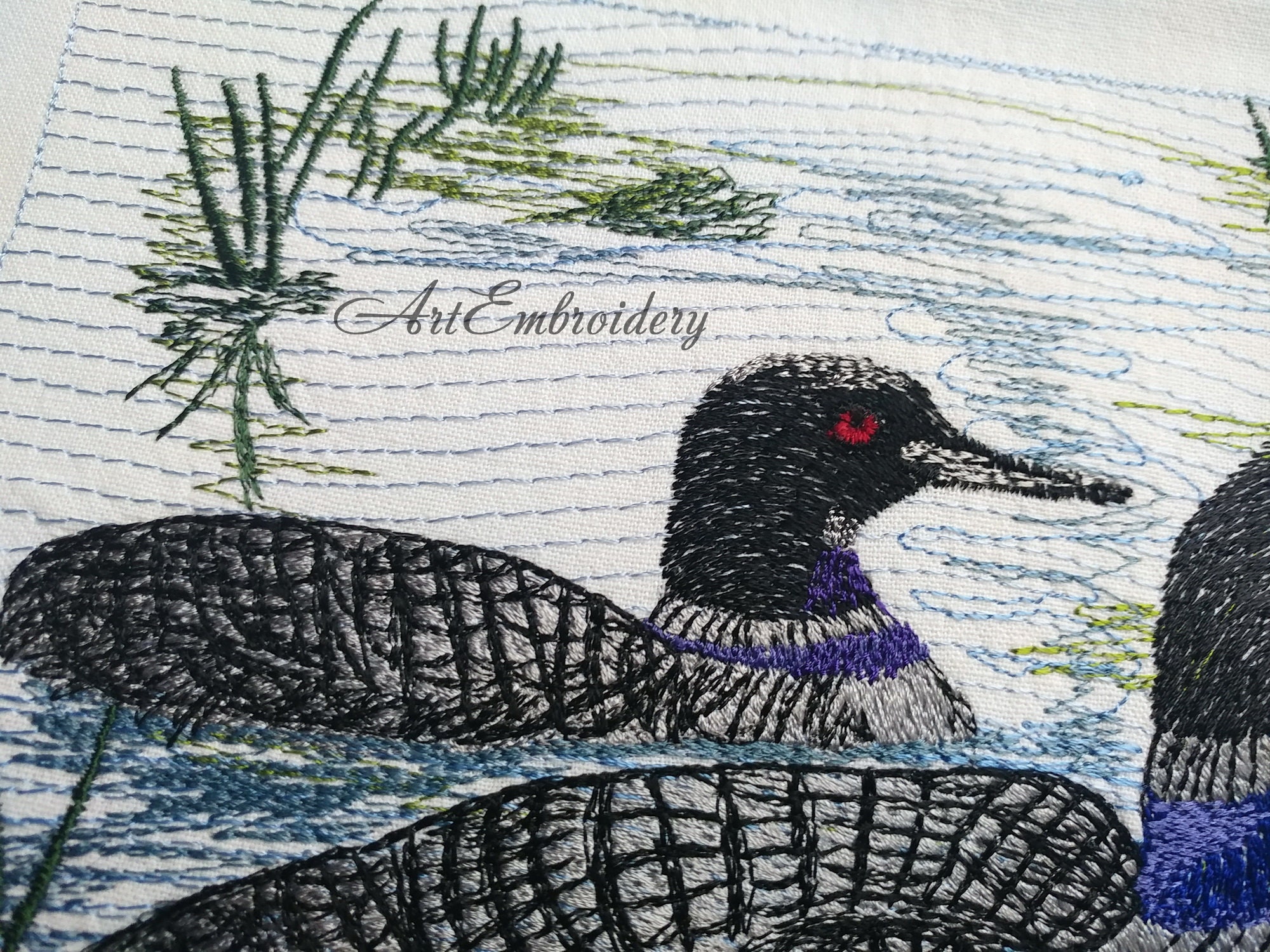 The Loon's Family Realistic Machine Embroidery Design in 2 Sizes - Etsy