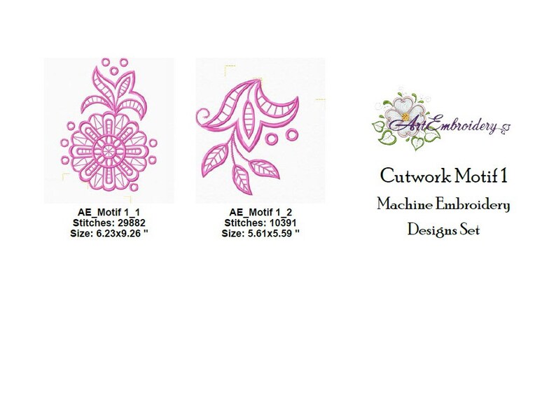 Cutwork Motif 1 Cutwork Machine Embroidery Designs Set for - Etsy