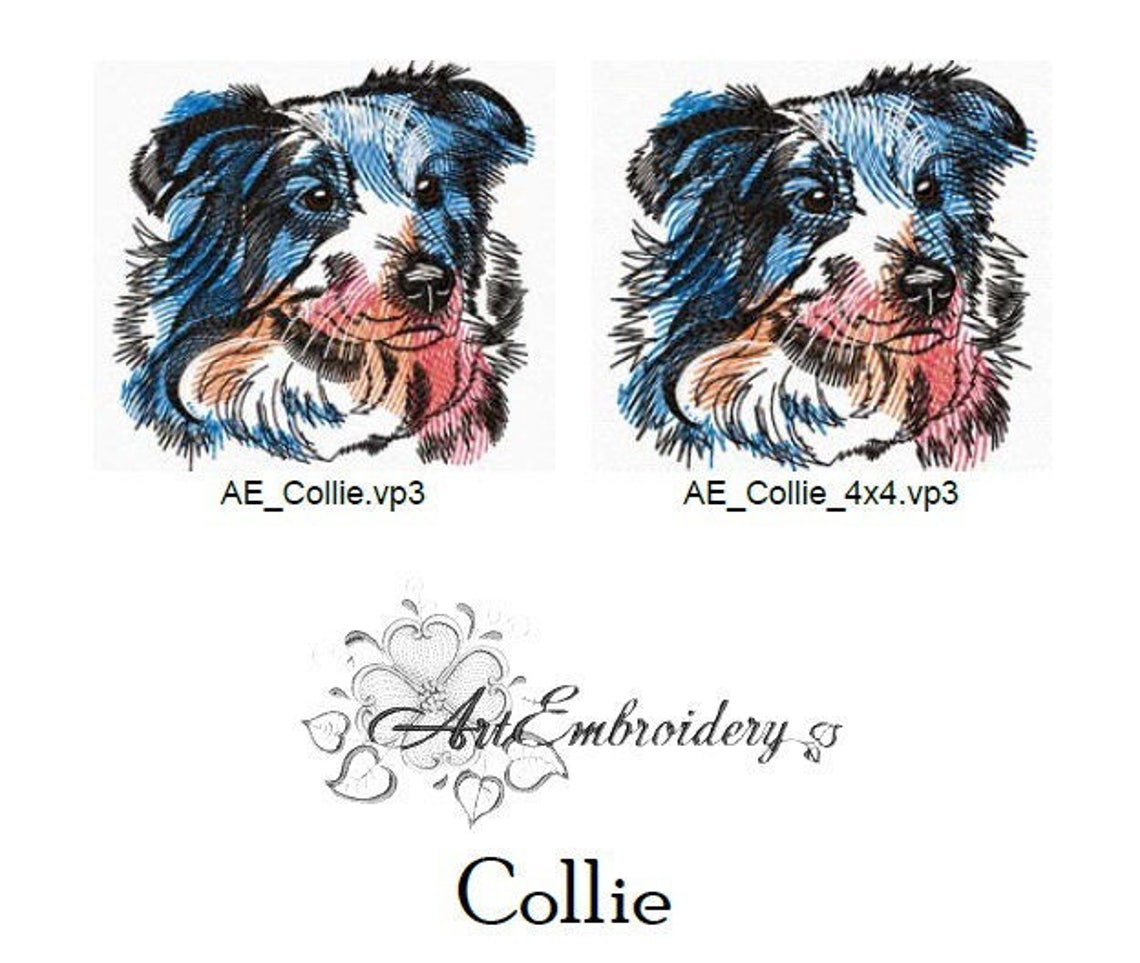 Collie Machine Embroidery Dog Design in Two Sizes for Hoop - Etsy Canada