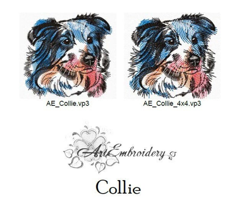 Collie Machine Embroidery Dog Design in Two Sizes for Hoop - Etsy