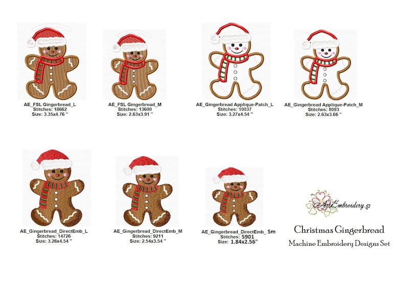 Christmas Gingerbread Machine Embroidery Design Set in Four - Etsy