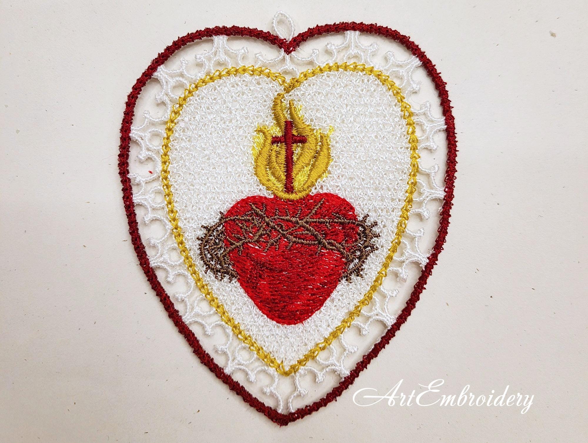 FSL Sacred Heart- Machine Embroidery Designs - Religious Lace Hoop 4x4 ...