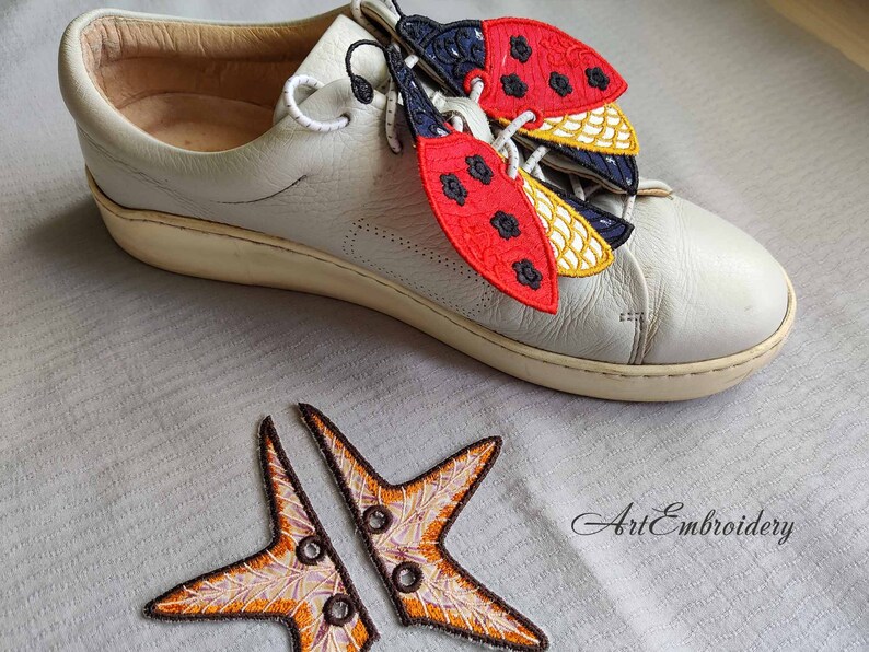 Shoe Lacing Decor Ladybug Machine Embroidery ITH Project - Etsy