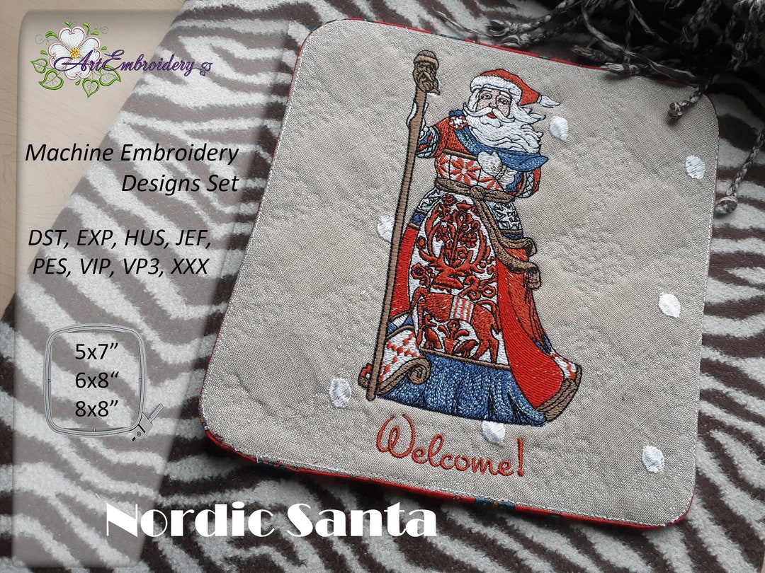 Nordic Santa Embroidery Designs: ITH Coaster Set (5x7, 6x8, 8x8 Hoops ...