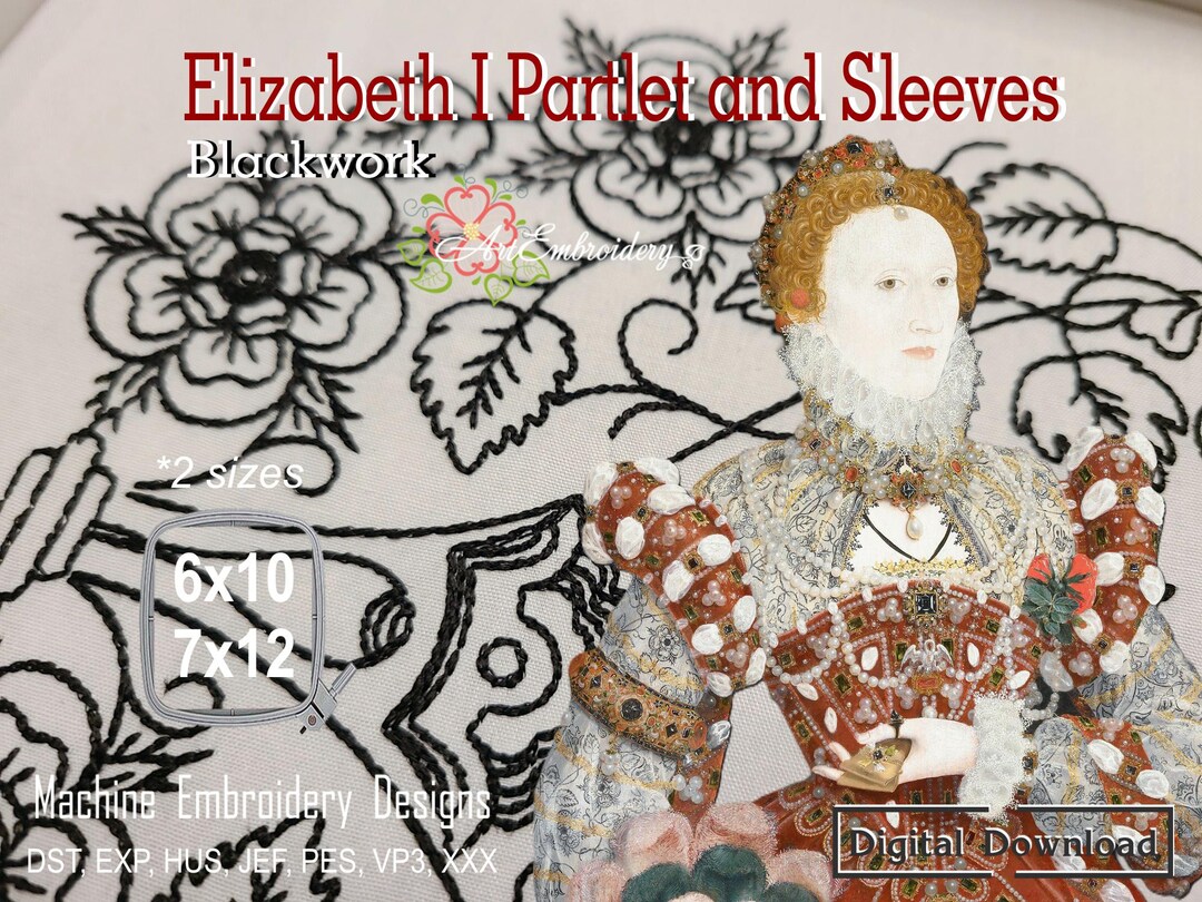 Elizabeth I Partlet and Sleeves- Machine Embroidery Blackwork Designs ...
