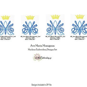 Ave Maria Monogram - Machine Embroidery Design, 2 Variations, Hoop 4x4 ...