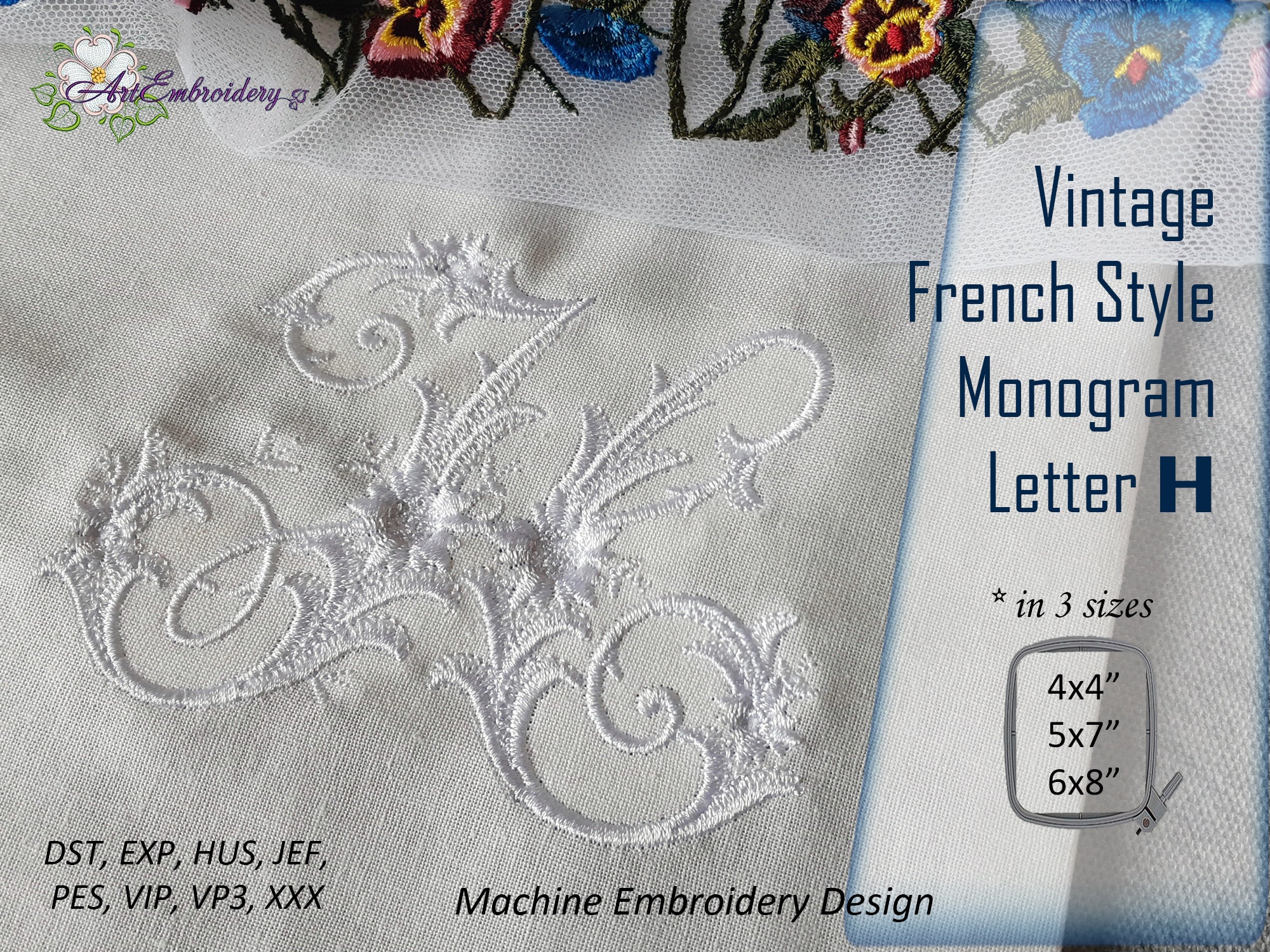 Craft Supplies & Tools Elegant Towel Monogram Letter H Embroidery ...