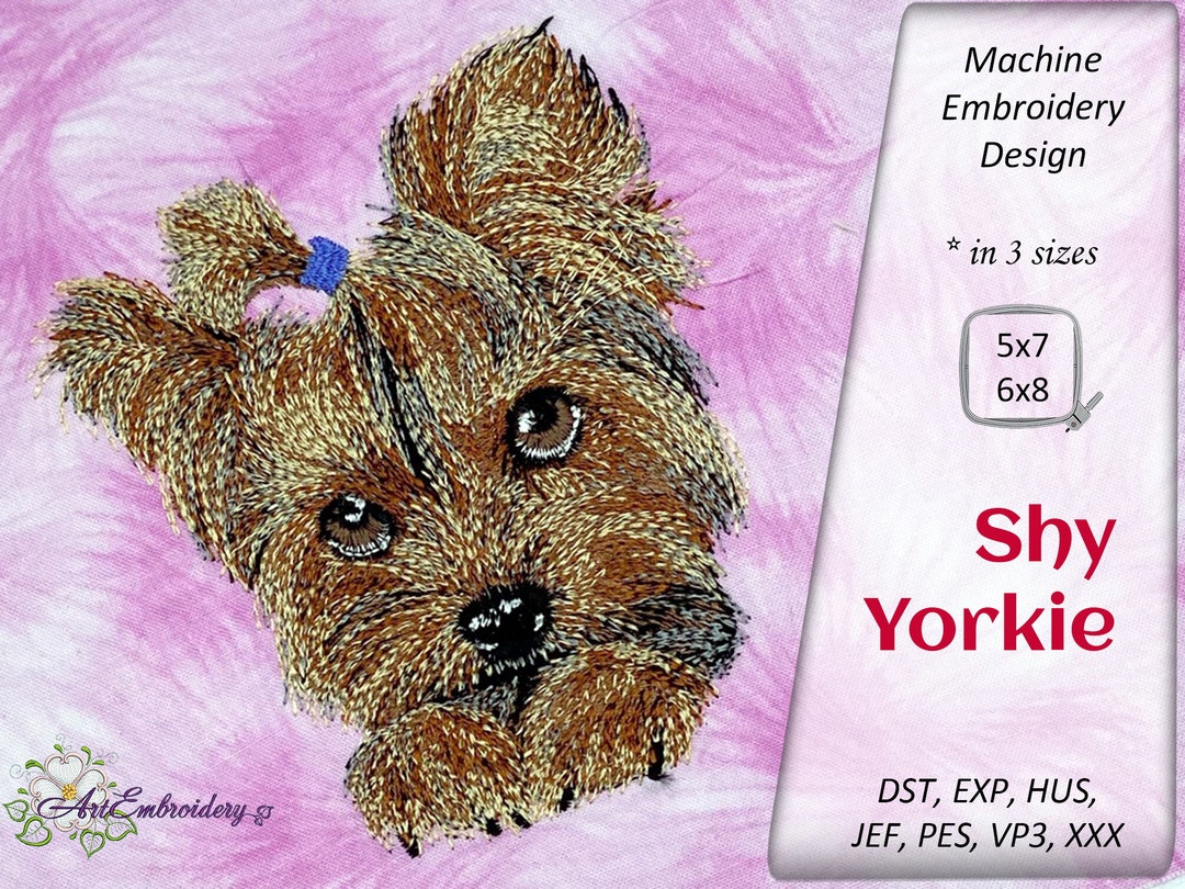 Shy Yorkie - Machine Embroidery Design in 3 Sizes - Etsy