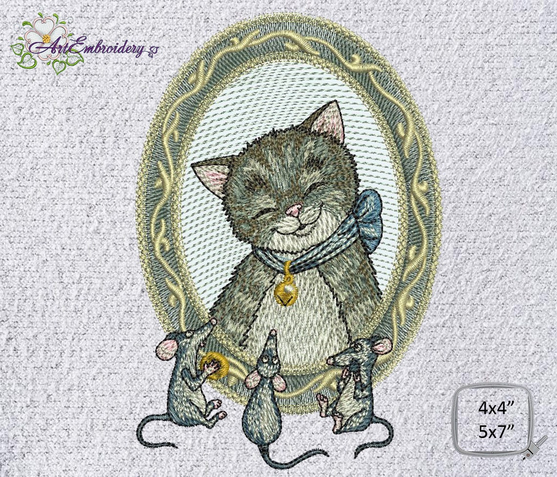 Cat and Mice Machine Embroidery Design for a Babies and - Etsy