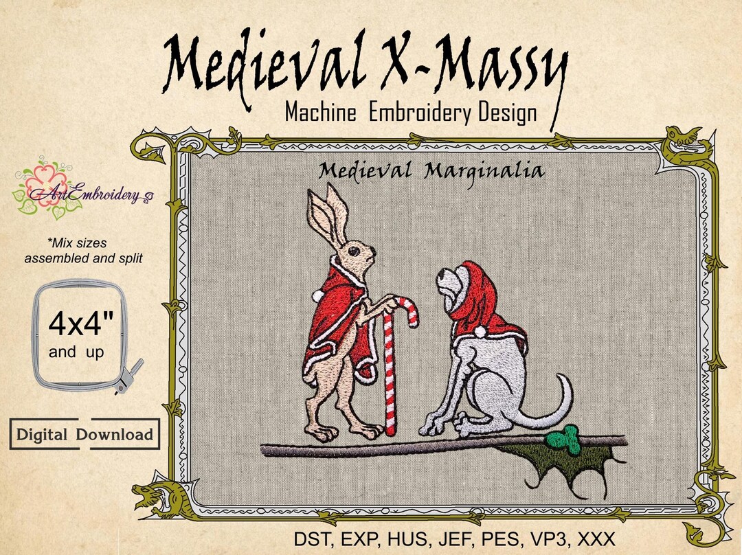 Medieval X-massy - Medieval Marginalia - Machine Embroidery Designs Mix ...