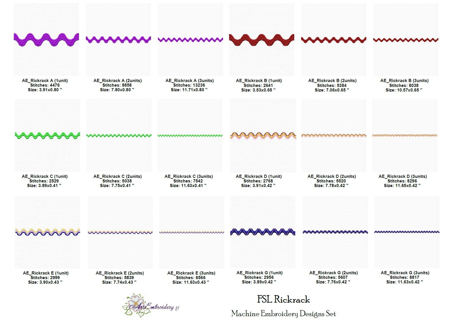 FSL Rick Rack Ribbon Machine Embroidery Designs Set of Six - Etsy