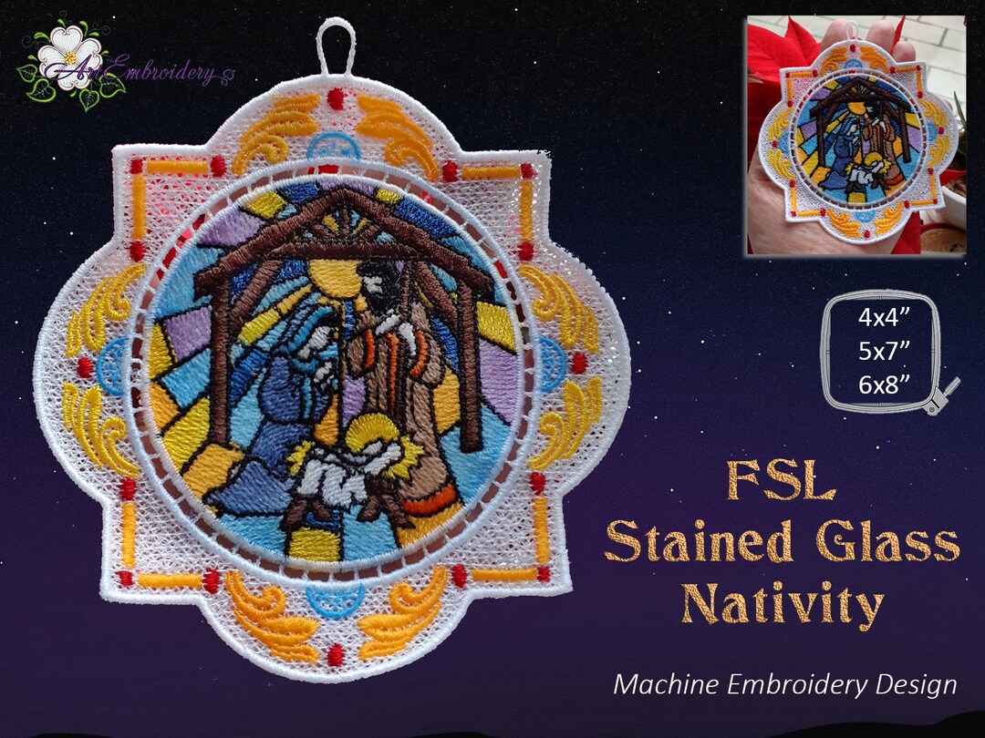 FSL Stained Glass Nativity - Machine Embroidery Freestanding Lace ...