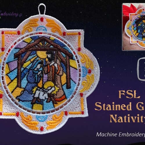 FSL Stained Glass Nativity Machine Embroidery Freestanding - Etsy