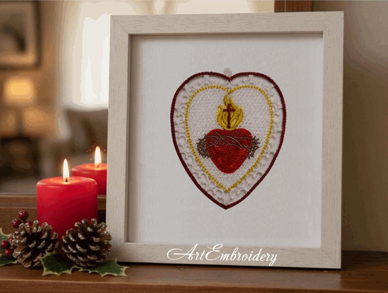 FSL Sacred Heart- Machine Embroidery Designs - Religious Lace Hoop 4x4 ...
