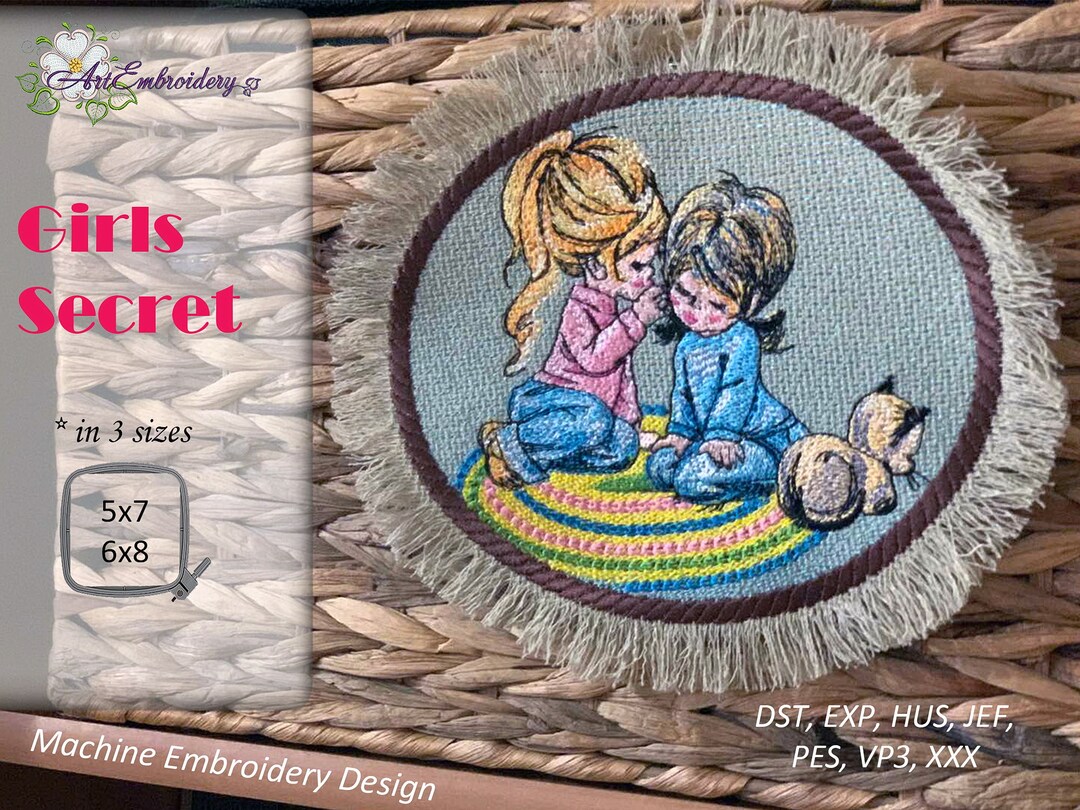 Girls Secret - Machine Embroidery Children Design in 3 Sizes for Hoop ...