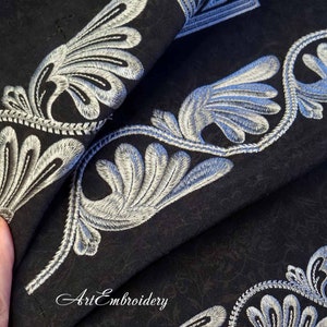 Сarved Flower Wave - Machine Embroidery Endless Border Design for Hoop ...