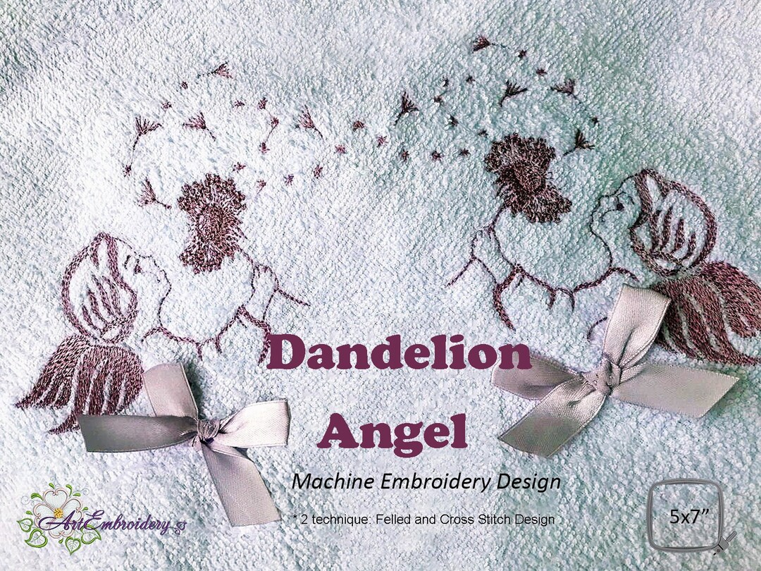 Dandelion Angel - Machine Embroidery Design in Two Techniques: Filled ...