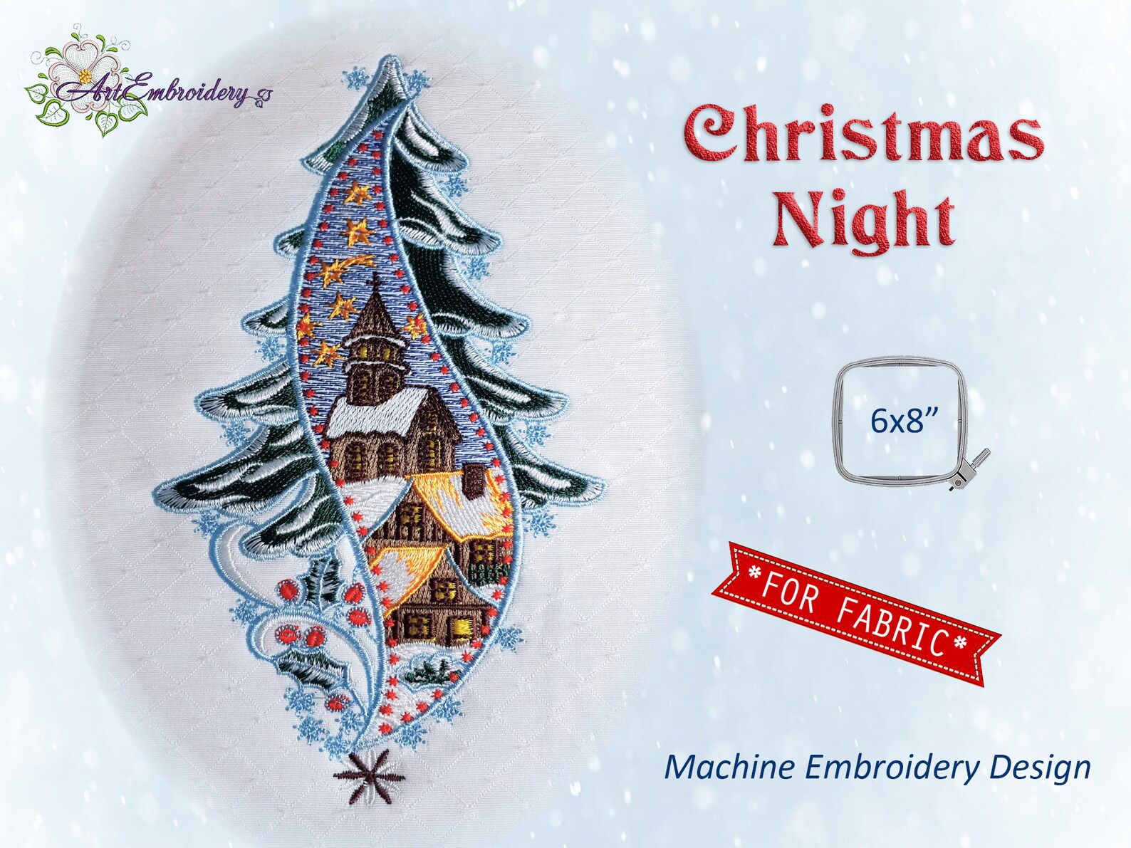 Christmas Night Machine Embroidery Design for the Decor of - Etsy