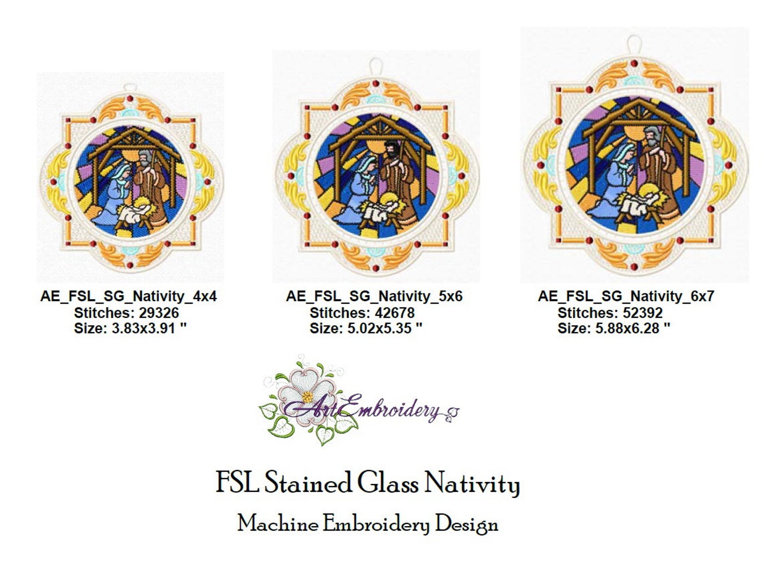 FSL Stained Glass Nativity - Machine Embroidery Freestanding Lace ...