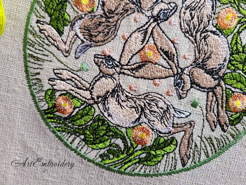 Hare Trinity Machine Embroidery Design: Triskele Hares (digital ...
