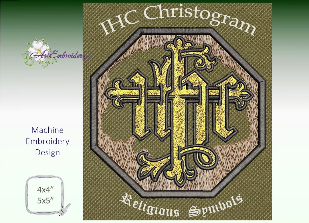 IHC Christogram Machine Embroidery Design: Stained Glass Religious ...