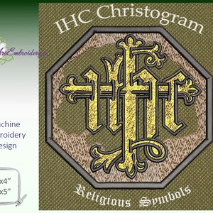 IHC Christogram - Machine Embroidery Patch Design of a Series Stained ...