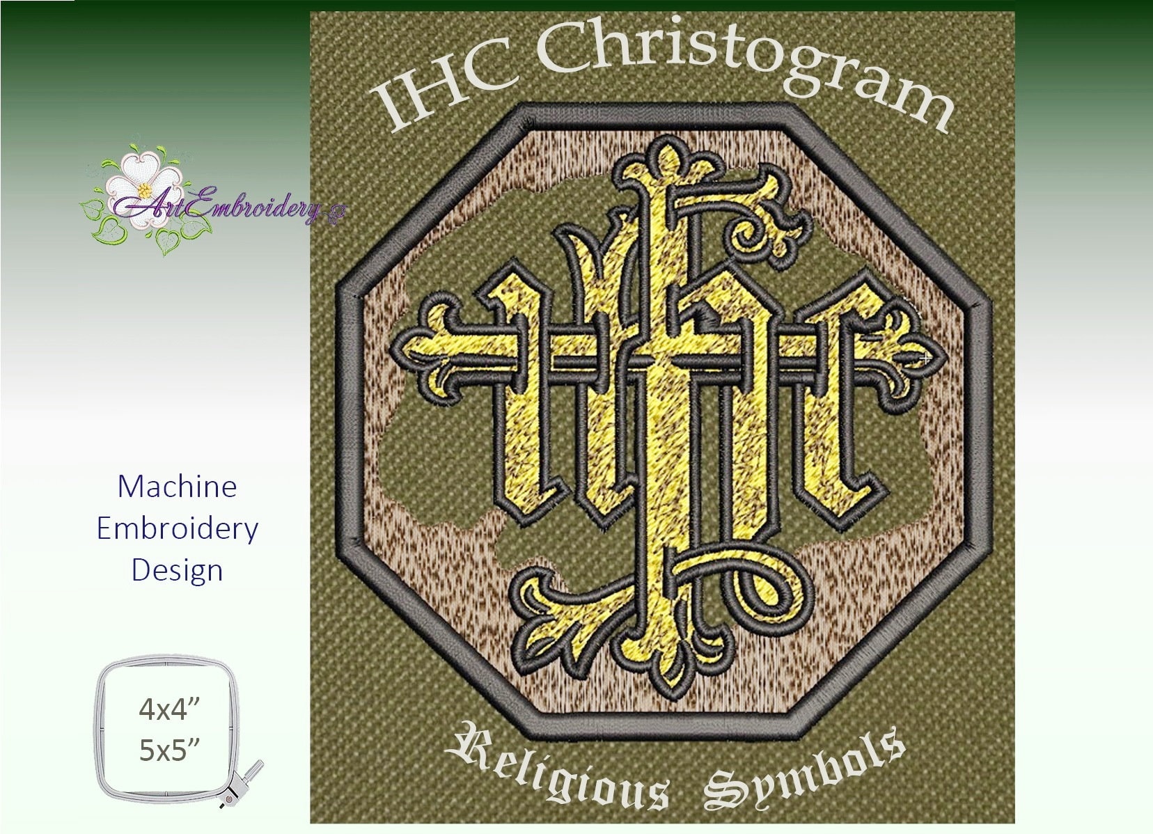 IHC Christogram Machine Embroidery Patch Design of a Series - Etsy