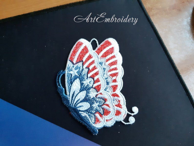 FSL USA Flag Butterfly Machine Embroidery Lace Suncatcher - Etsy