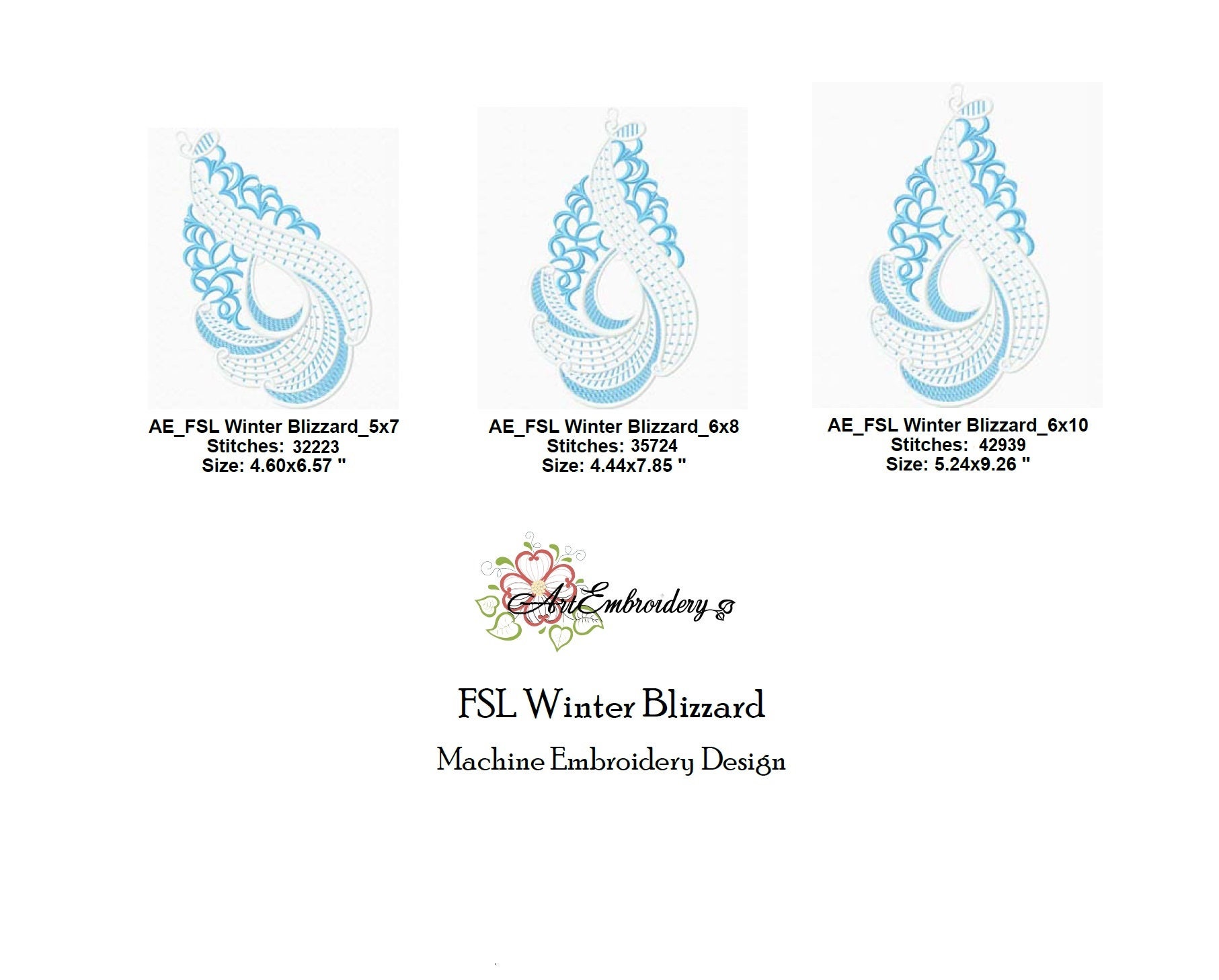 FSL Winter Blizzard Machine Embroidery Design: Free Standing Lace ITH ...