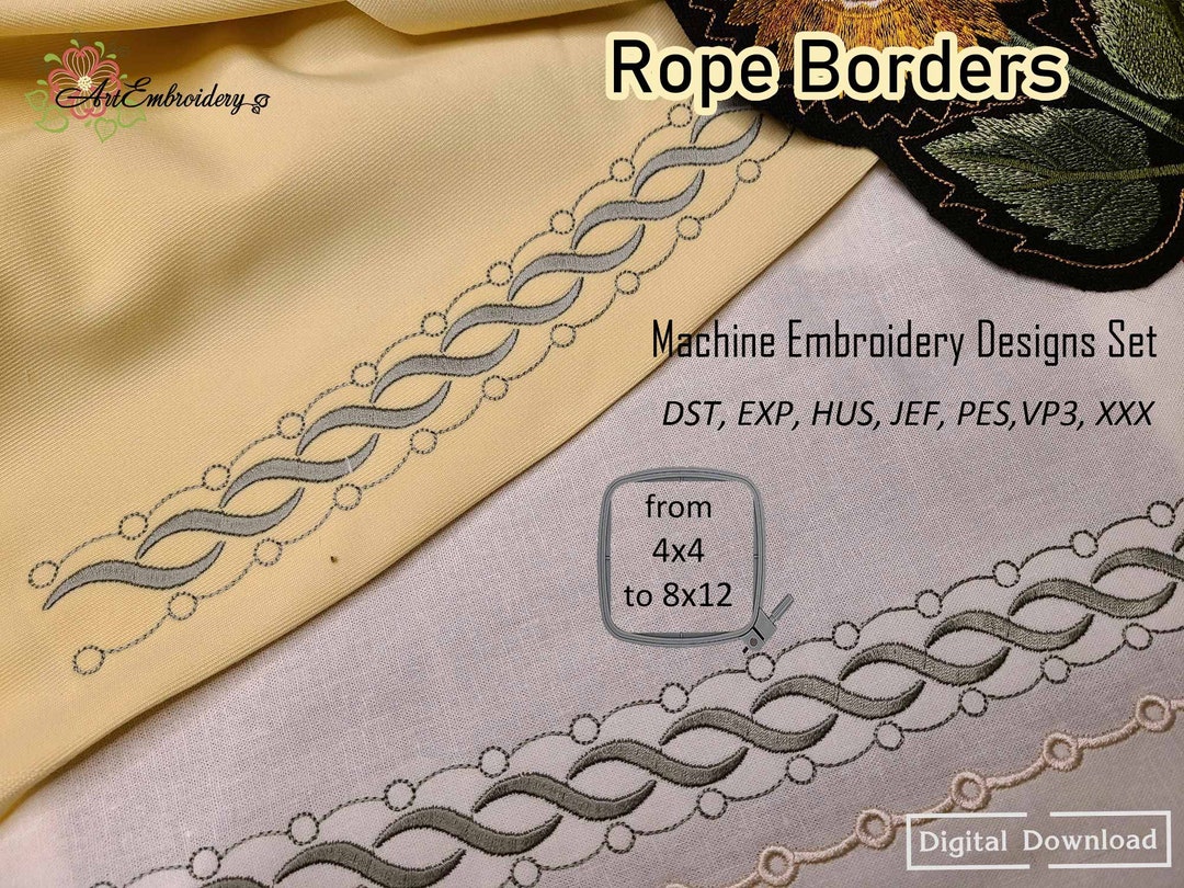 Rope Borders - Machine Embroidery Curved and Straight Borders Designs ...