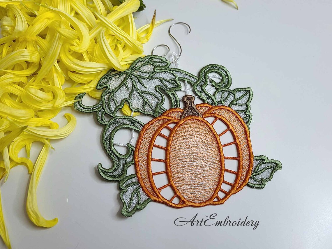 FSL Pumpkin Machine Embroidery Design: Veggies Lace Project (digital ...