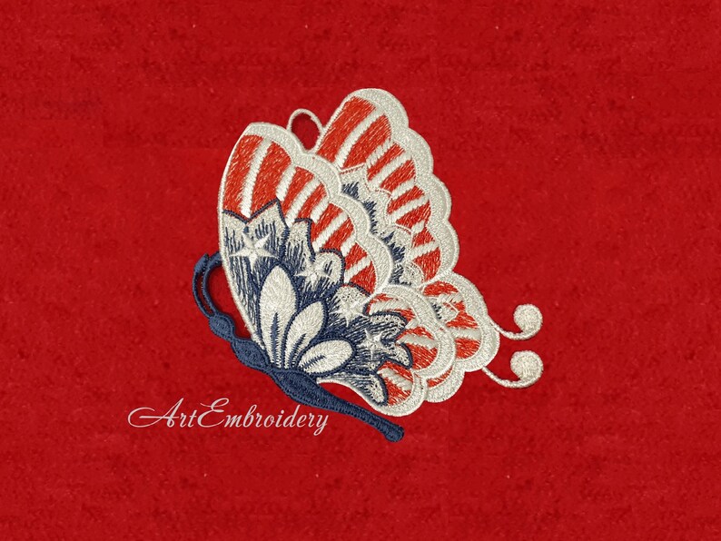 FSL USA Flag Butterfly Machine Embroidery Lace Suncatcher - Etsy
