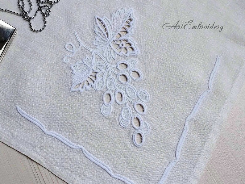 Grape Cutwork Motifs and Border Machine Embroidery Designs | Etsy