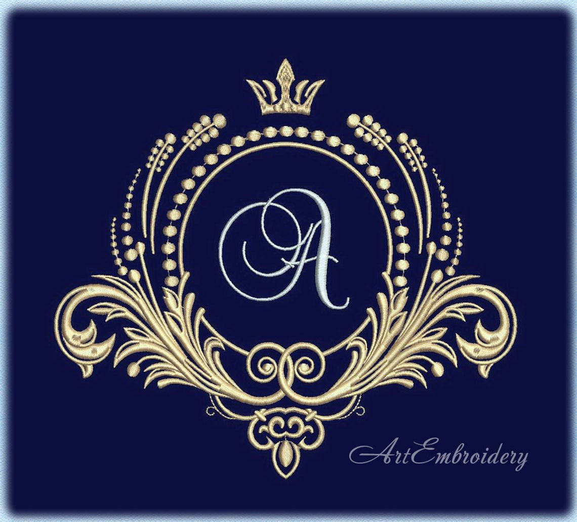 Royal Monogram Frame: Machine Embroidery Design ( 5x7, 6x8, 8x8 Hoop ...