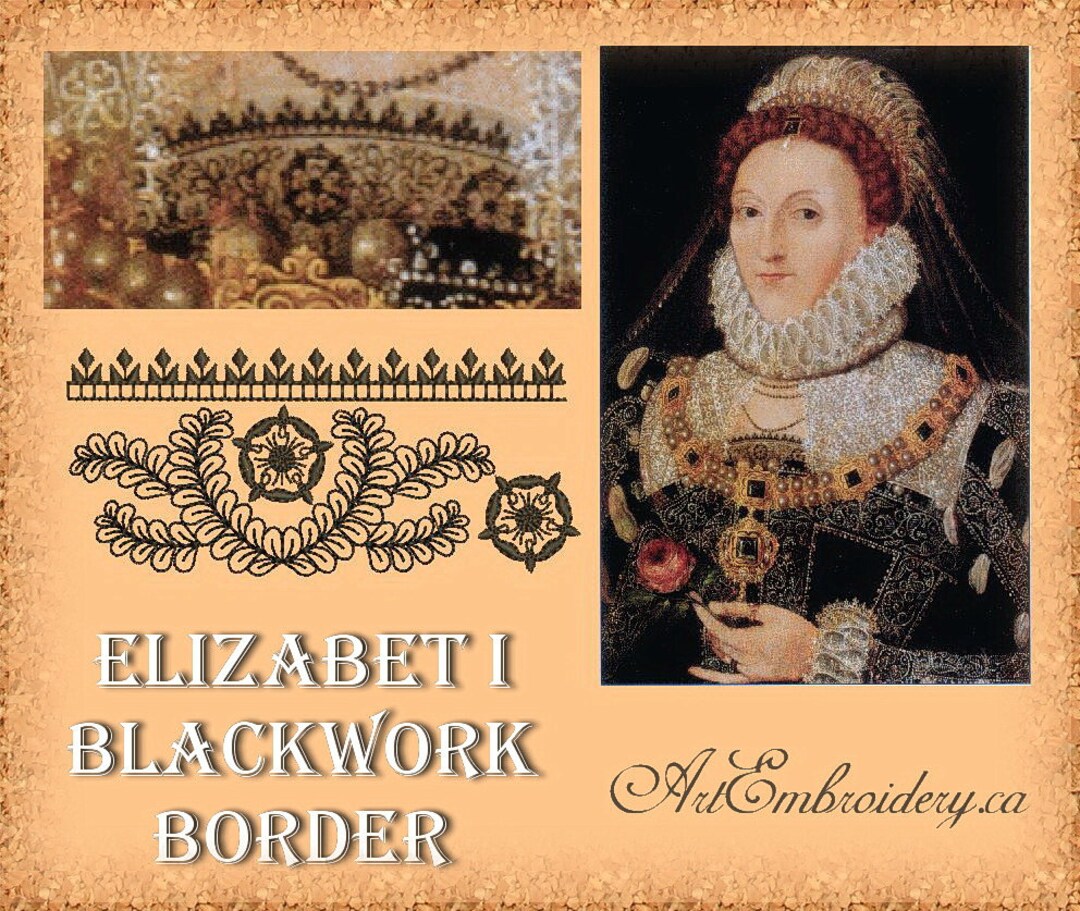 Elizabeth I Blackwork Border - Machine Embroidery Designs Set for Hoops ...