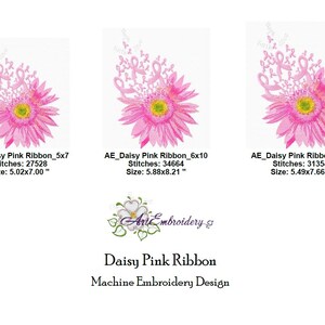 Daisy Pink Ribbon Breast Cancer Awareness With Words Fight, Hope and ...