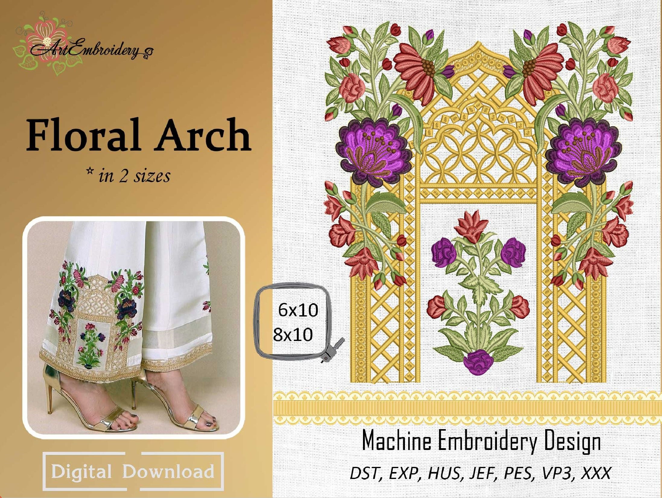 Floral Arch Machine Embroidery Design in Asian Style in 2 - Etsy Canada