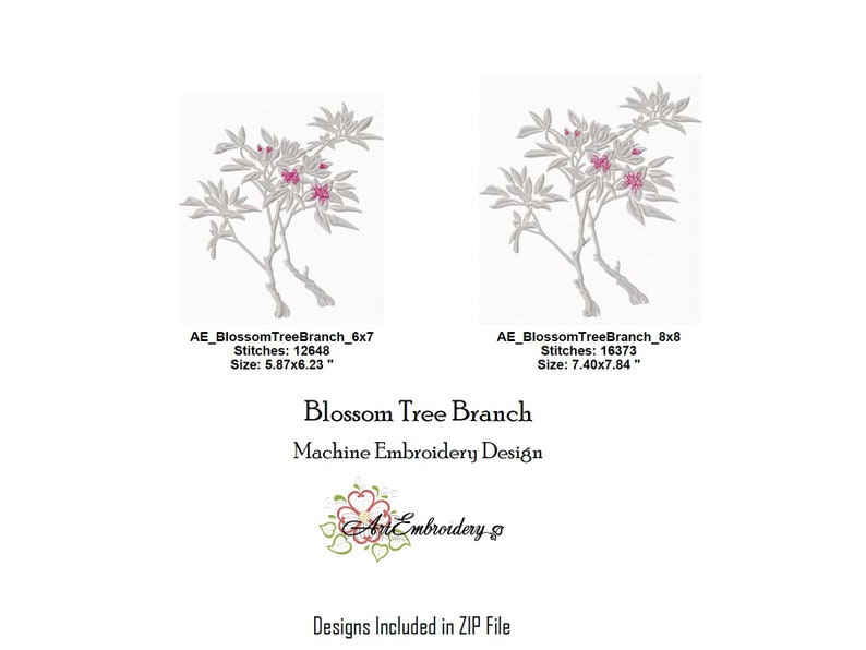 Blossom Tree Branch Machine Embroidery Design in 2 Sizes for - Etsy