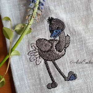 Ostrich – Machine Embroidery Design of Series Old Toy Patched Bird in ...