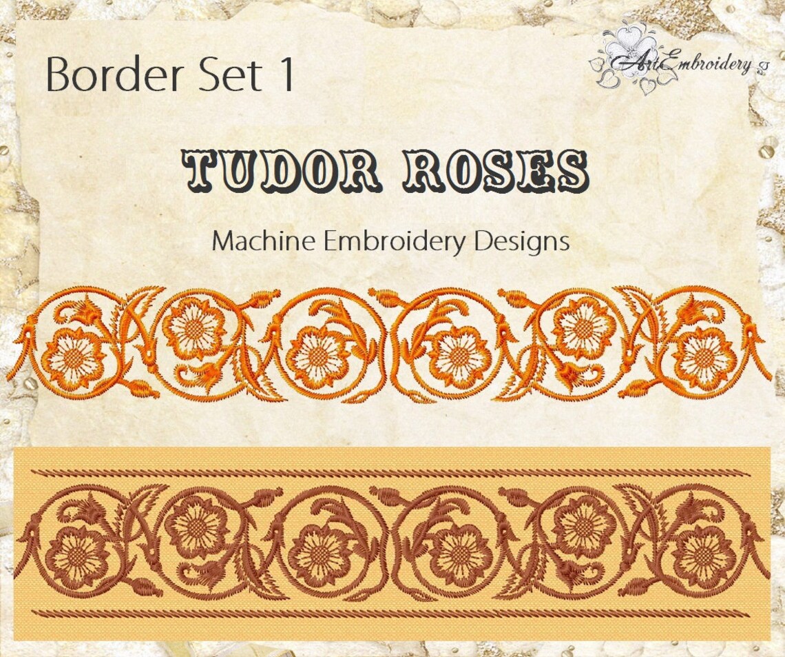 Tudor Roses Border Set 1 - Machine Embroidery Designs Set - Etsy