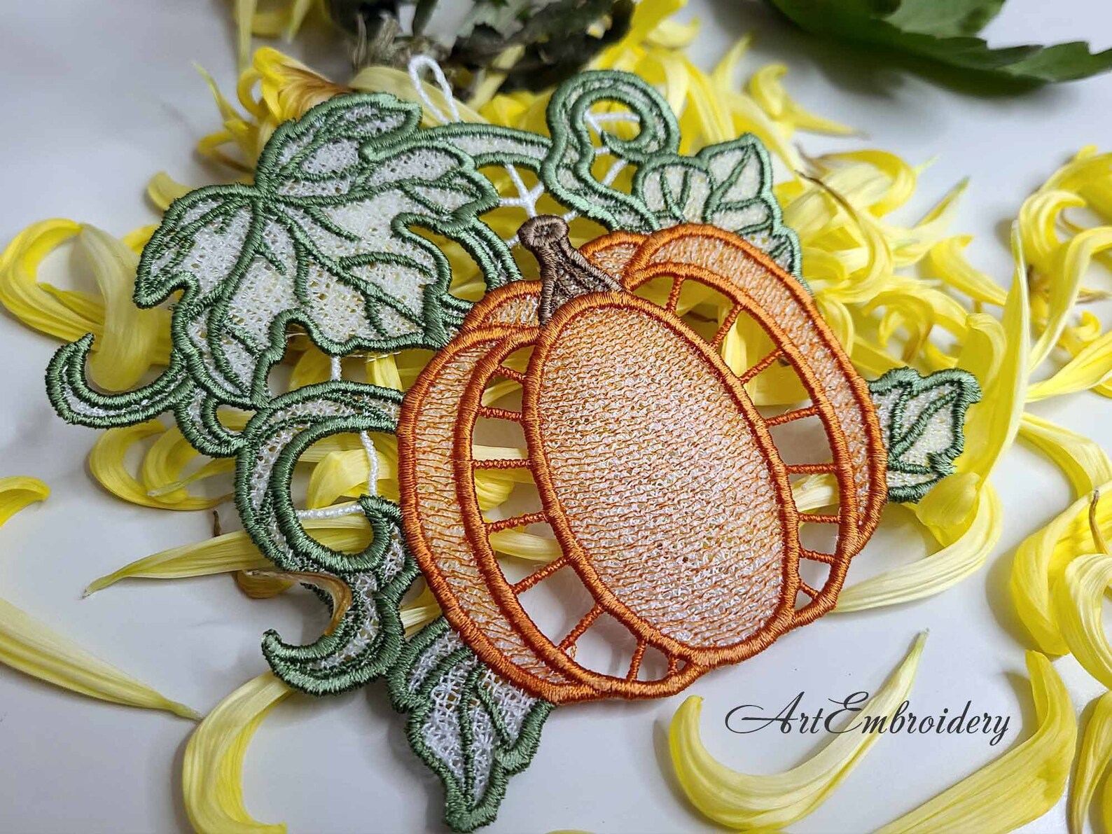 FSL Pumpkin Machine Embroidery Design: Veggies Lace Project (digital ...