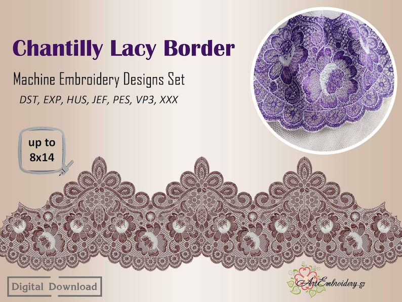 Chantilly Lacy Border Machine Embroidery Designs Set for - Etsy