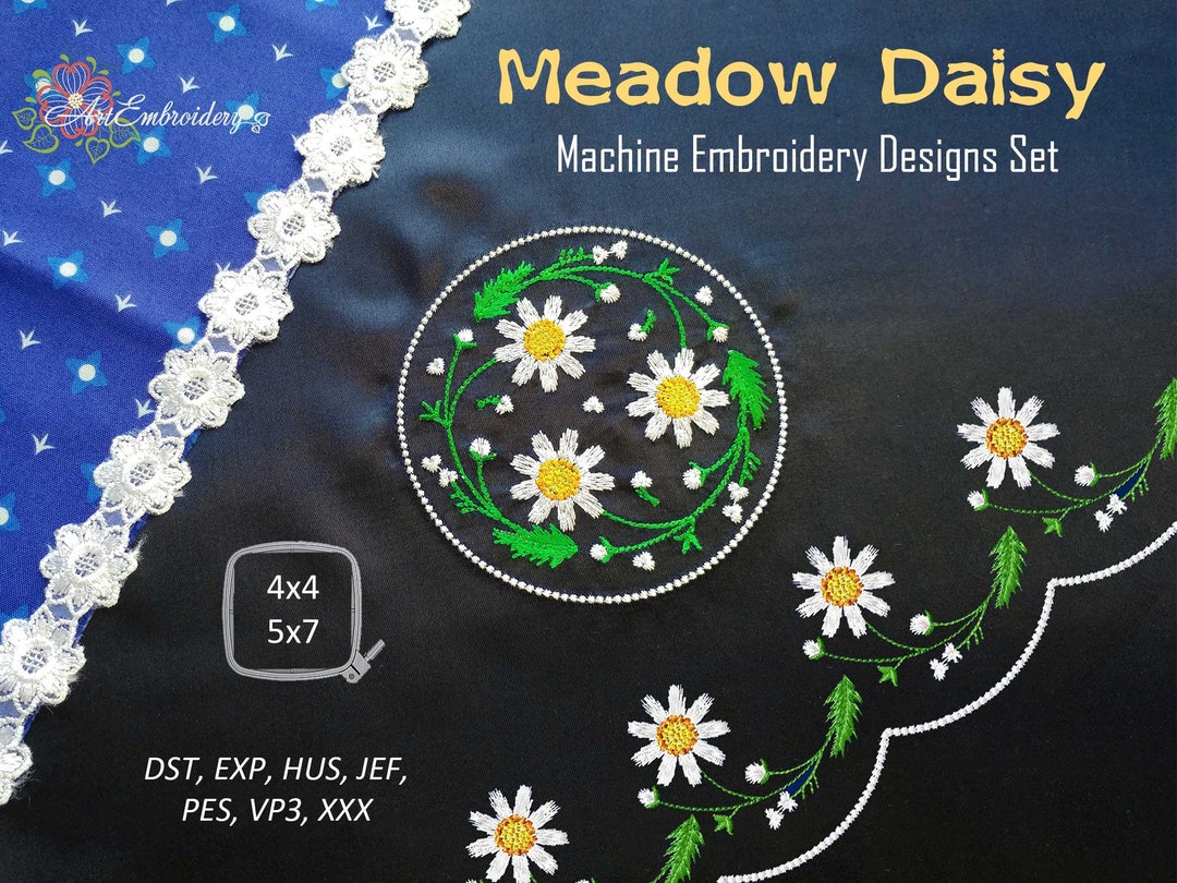 Meadow Daisy - Machine Embroidery Designs Set of 4 Designs for Hoop 4x4 ...