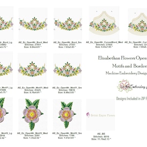 Elizabethan Flowers Open Wreath Motifs, Strait and Curved Borders ...