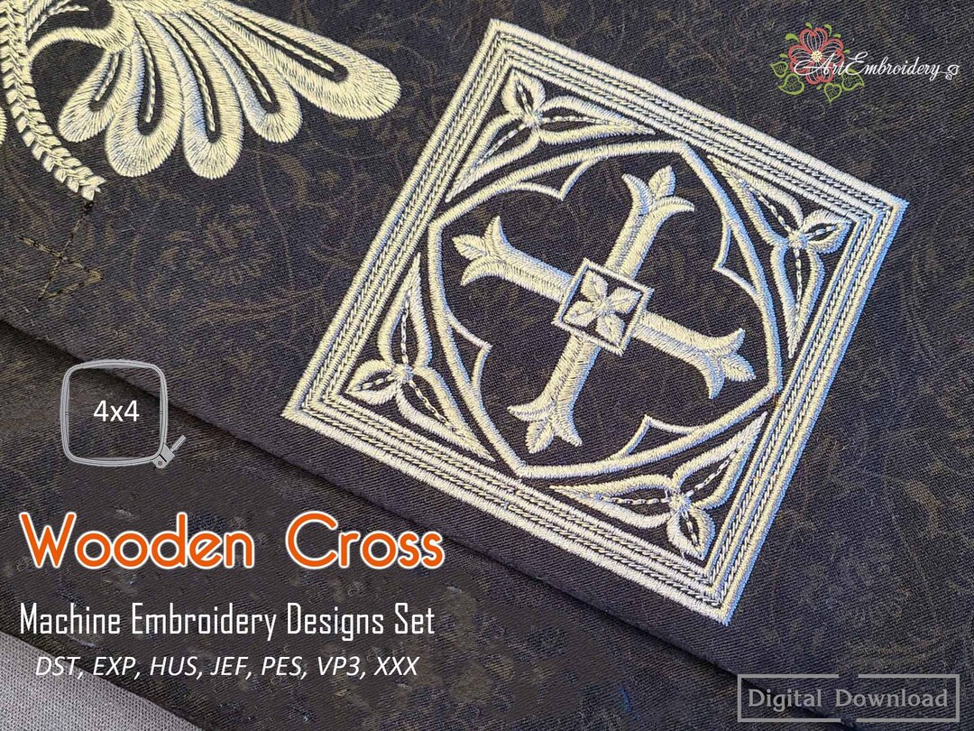 Wooden Cross - Machine Embroidery Christian Religious Designs Set for ...