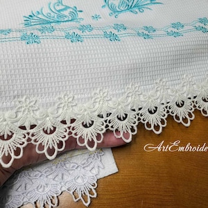 Floral Lace Trim: FSL Machine Embroidery Border Design (digital ...